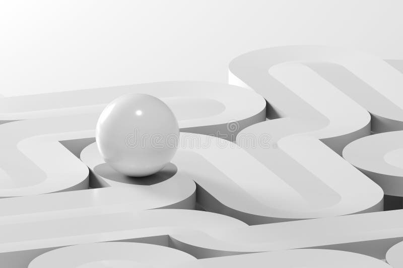 A Ball Rolls Along Curved Paths of the Labyrinth, Computer Graphic, 3d ...