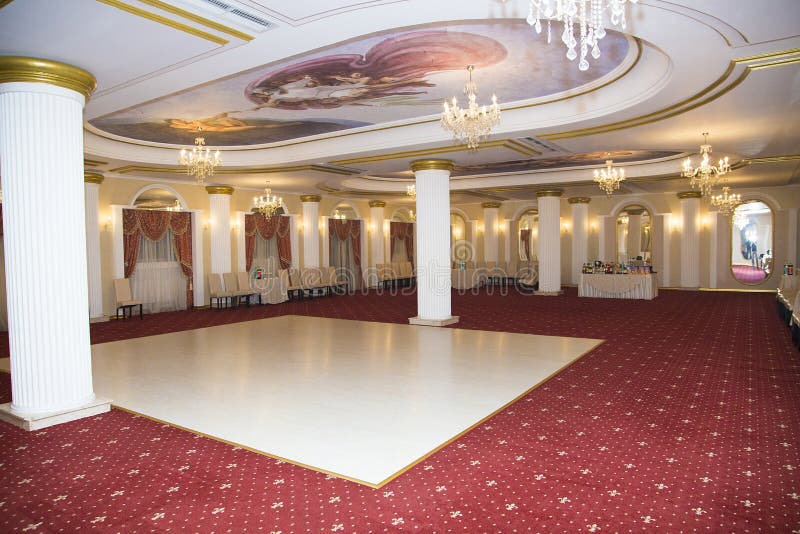 Empty Ballroom with Wooden Floor Stock Image - Image of indoors ...