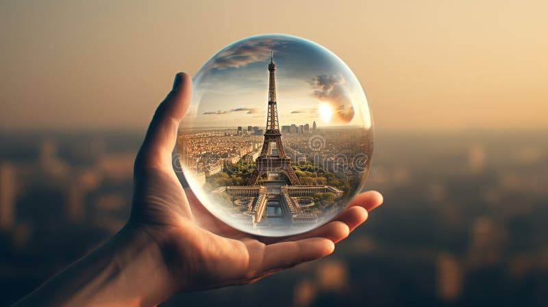 A Ball with the Sights of the Travel Countries in Your Hands. Selective ...