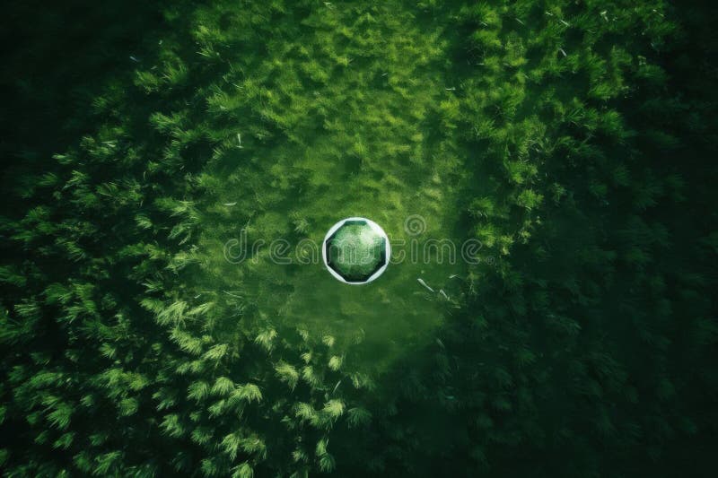 Ball Sits on Grass Field, Peaceful View with Fresh and Green Feel Stock ...