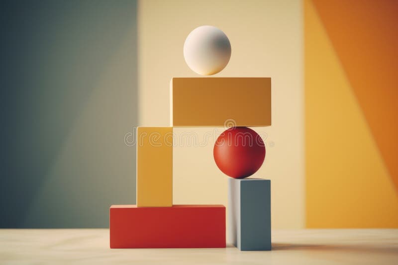 A Ball Sitting on Top of a Stack of Blocks. Suitable for Educational ...