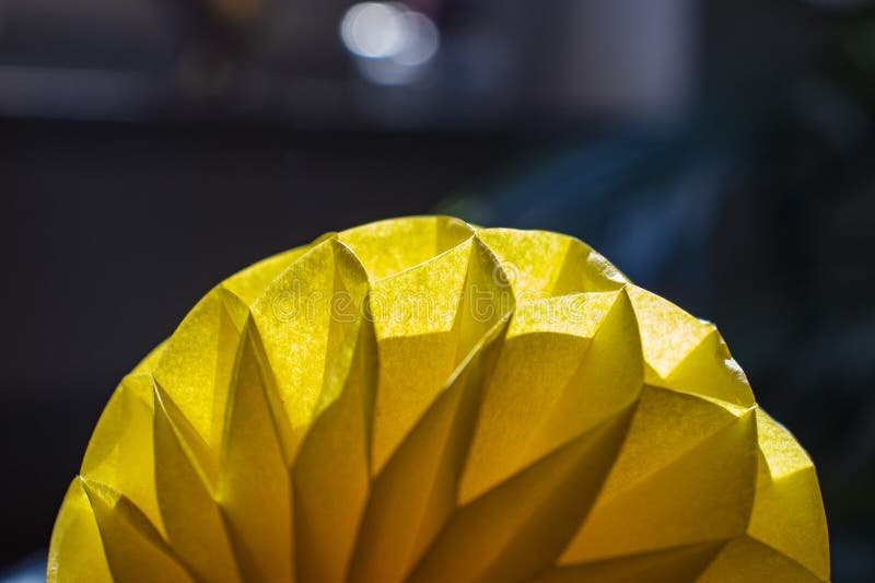 Ball Sphere Made of Yellow Paper in the Light of the Sun Patterned ...