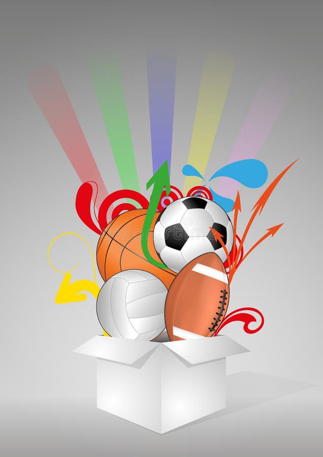 Box with Sports Balls. Vector Stock Vector - Illustration of ...