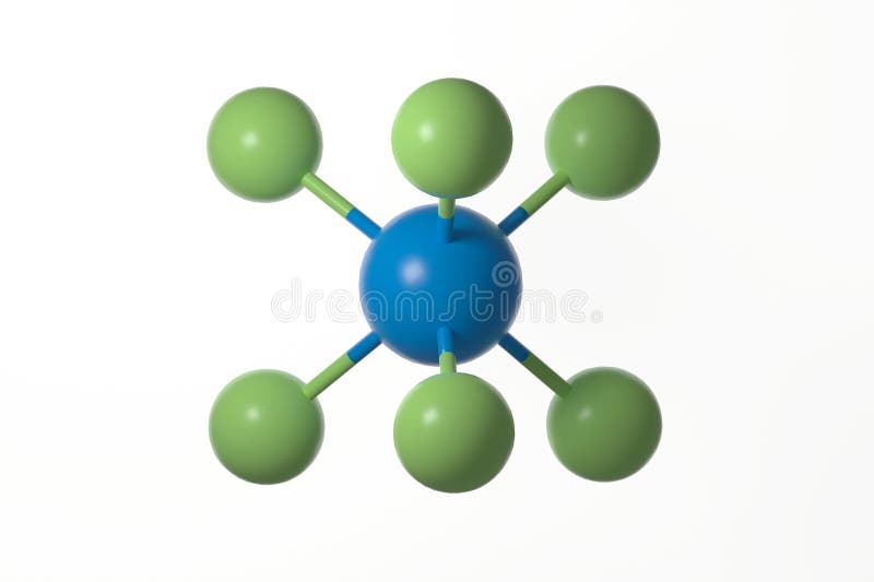 Ball and Stick Model of Plutonium Hexafluoride Molecule Stock Image ...