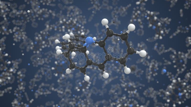 Acridine Molecule, Conceptual Molecular Model. Scientific Looping 3d ...