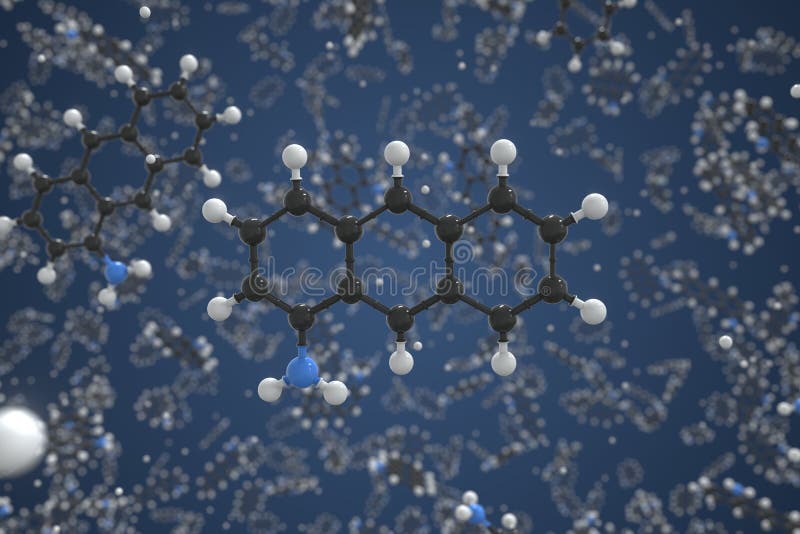 Molecule of Anthramine, Ball-and-stick Molecular Model. Science Related ...