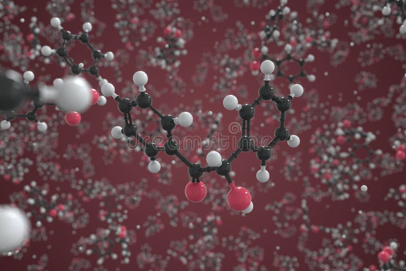 Molecule of Benzoin, Ball-and-stick Molecular Model. Science Related 3d ...