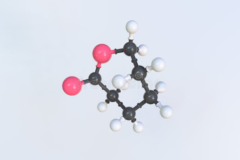 Caprolactone Molecule. Isolated Molecular Model. 3D Rendering Stock ...