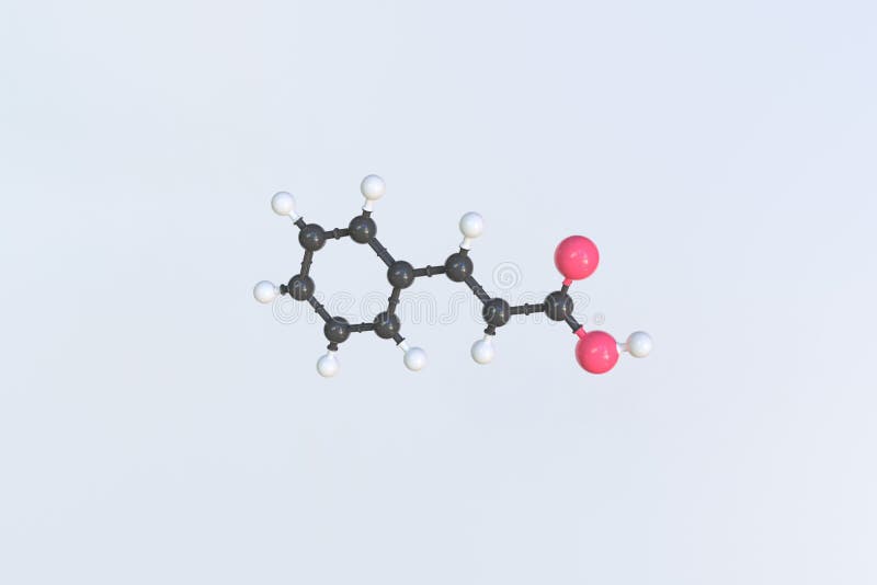 Cinnamic Acid Molecule, Isolated Molecular Model. 3D Rendering Stock ...