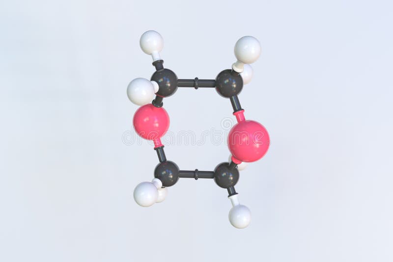 Dioxane Molecule, Isolated Molecular Model. 3D Rendering Stock ...