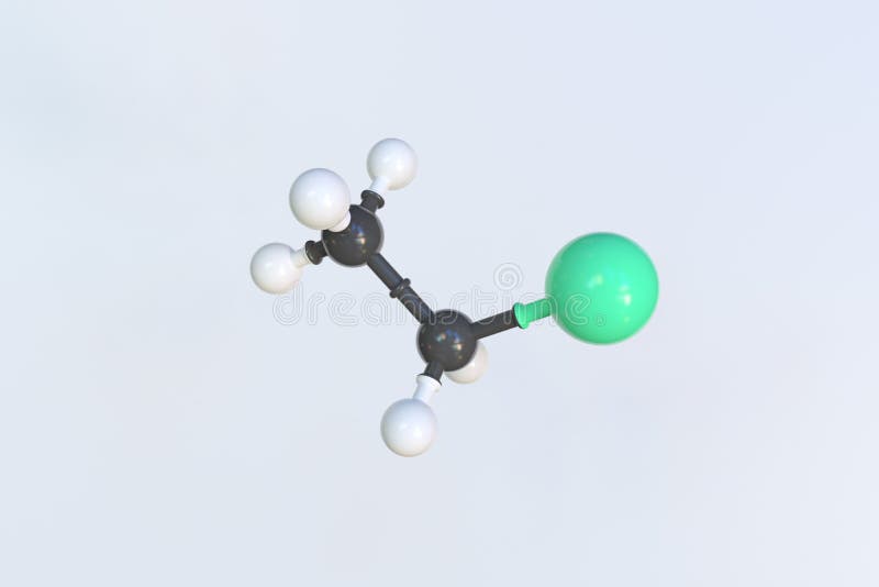 Ethyl Chloride Molecule Made with Balls, Scientific Molecular Model. 3D ...