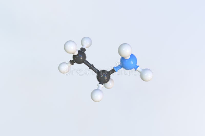 Ethylamine Molecule, Isolated Molecular Model. 3D Rendering Stock ...