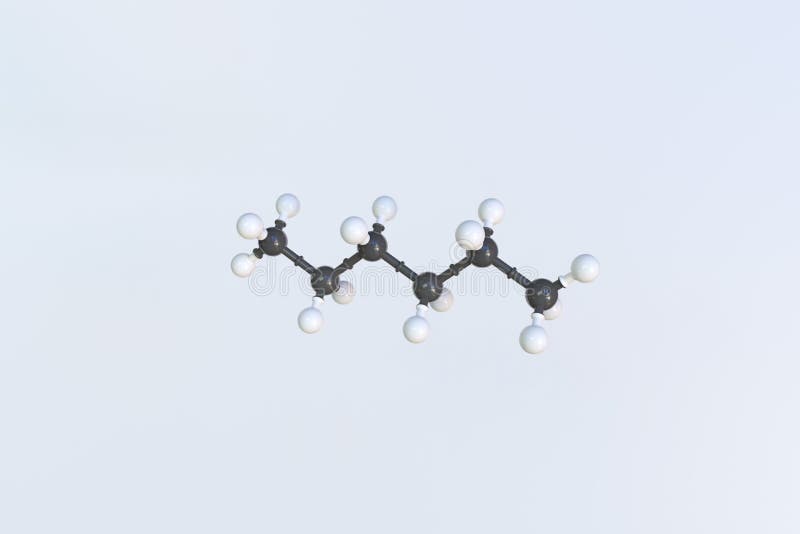 Hexane Molecule Made with Balls, Isolated Molecular Model. 3D Rendering ...