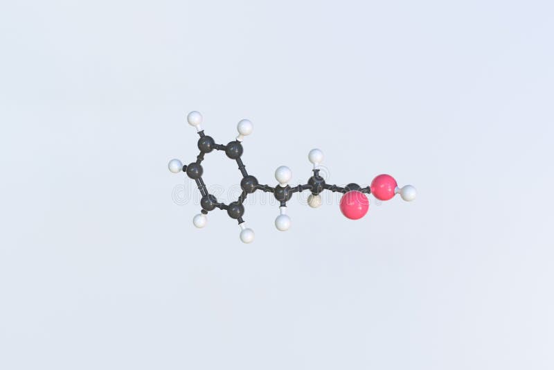 Hydrocinnamic Acid Molecule, Isolated Molecular Model. 3D Rendering ...