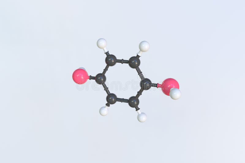 Hydroquinone Molecule, Isolated Molecular Model. 3D Rendering Stock ...