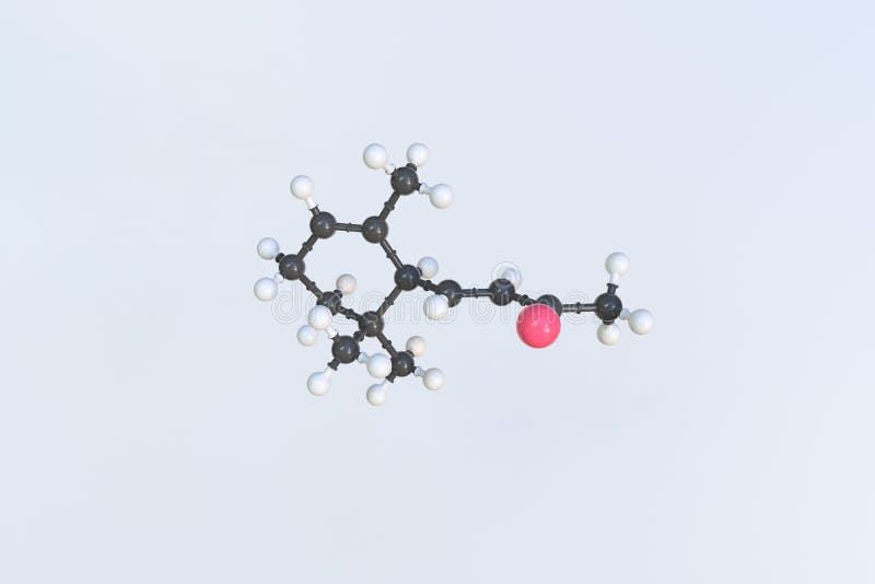 Ionone Molecule Made with Balls, Isolated Molecular Model. 3D Rendering ...