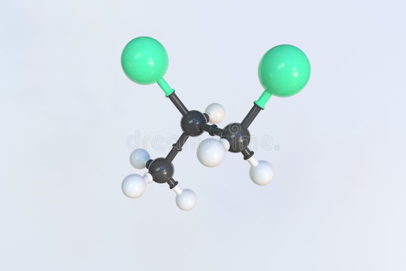 Molecule of 2-bromo-1-chloropropane, Isolated Molecular Model. 3D ...
