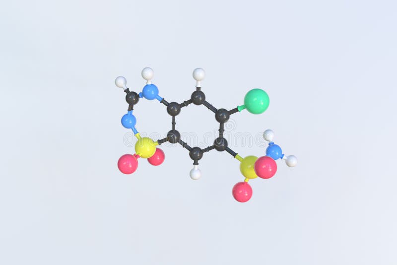 Molecule of Chlorothiazide, Isolated Molecular Model. 3D Rendering ...