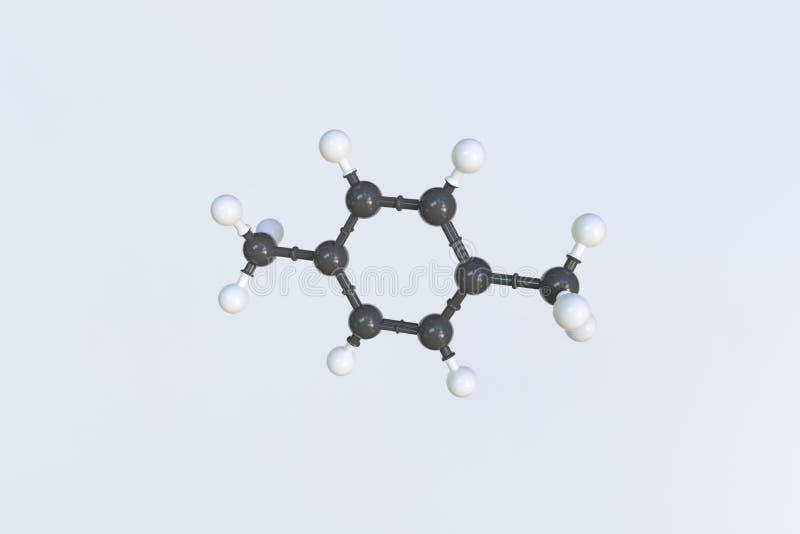 Molecule of 1,4-dimethylbenzene, Isolated Molecular Model. 3D Rendering ...