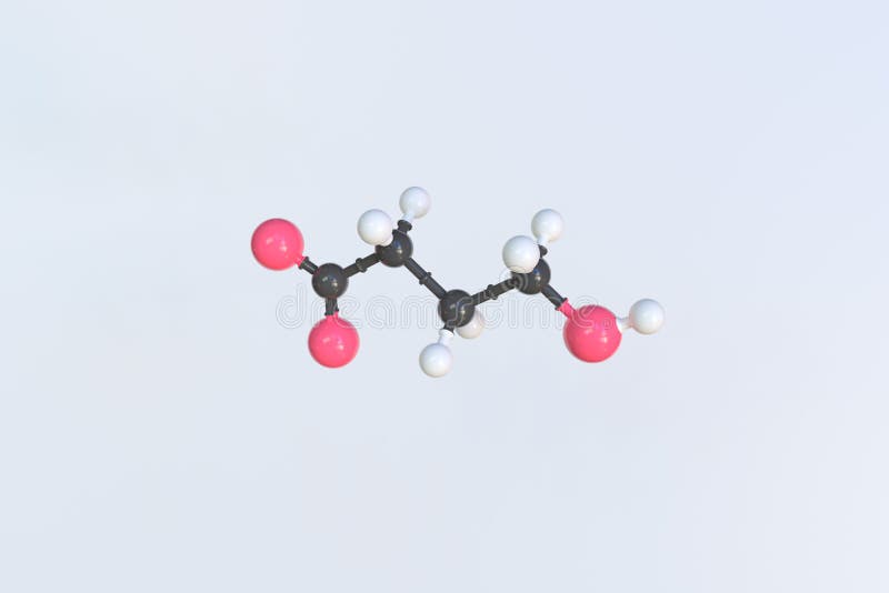 Molecule of Gamma-hydroxybutyrate, Isolated Molecular Model. 3D ...
