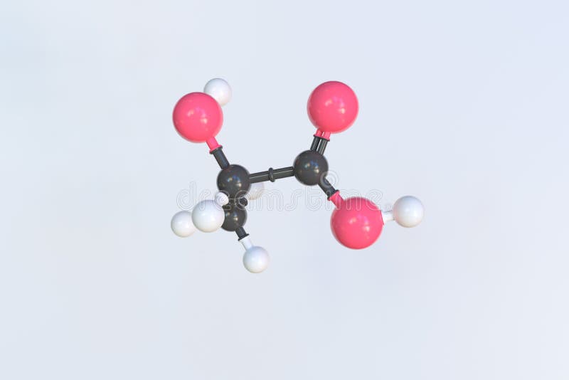 Molecule of Lactic Acid, Isolated Molecular Model. 3D Rendering Stock ...