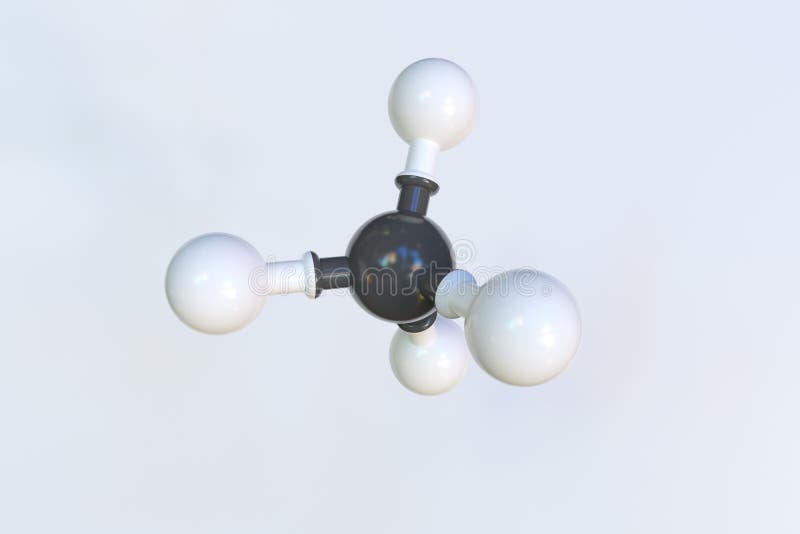 Molecule of Methane, Isolated Molecular Model. 3D Rendering Stock ...