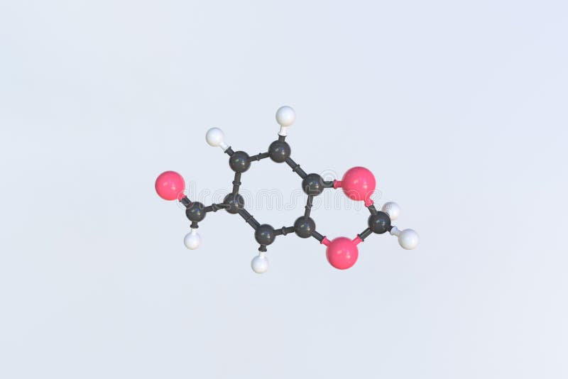 Molecule of Piperonal, Isolated Molecular Model. 3D Rendering Stock ...