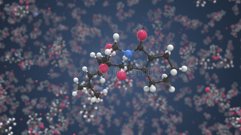 Molecule of Tetramethrin, Isolated Molecular Model. Looping 3D ...