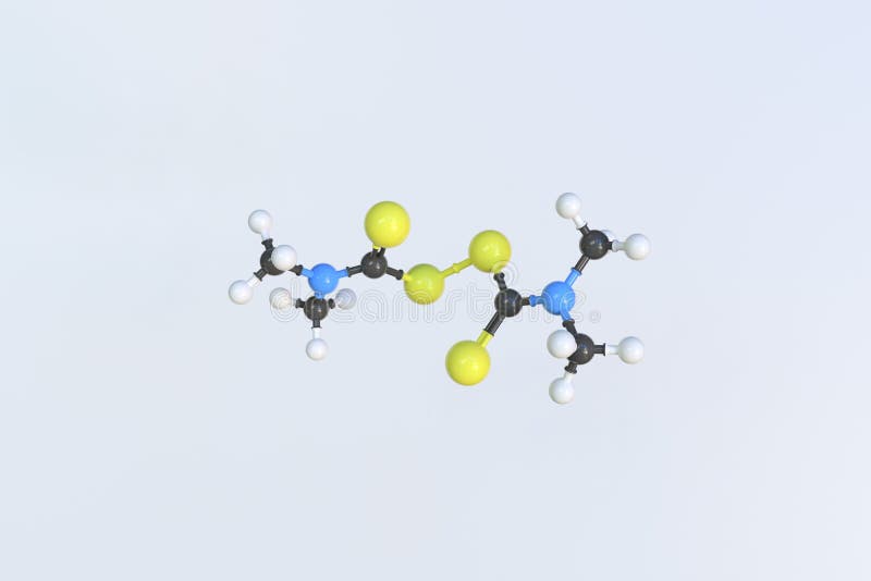 Molecule of Thiram, Isolated Molecular Model. 3D Rendering Stock ...
