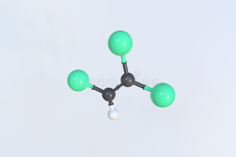 Molecule of Trichloroethylene, Isolated Molecular Model. 3D Rendering ...