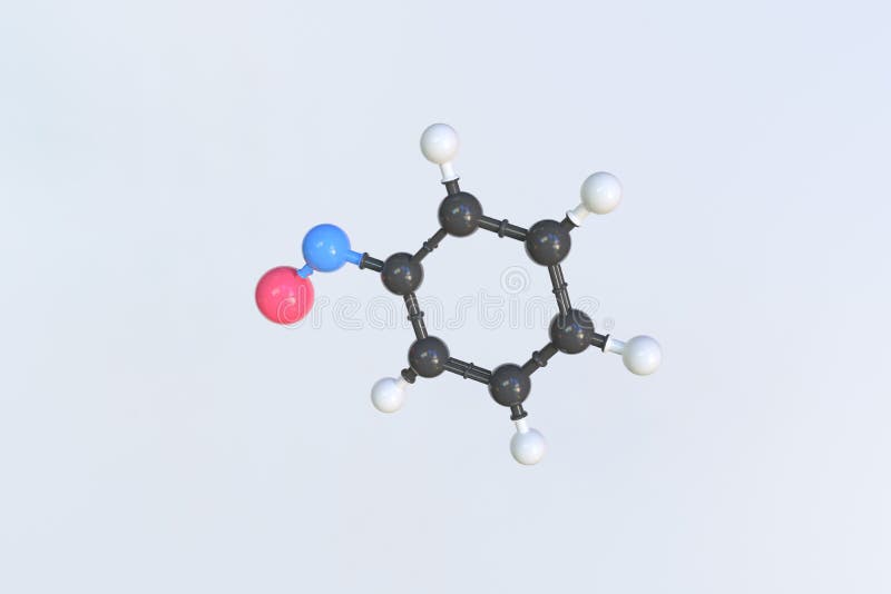 Nitrosobenzene Molecule, Isolated Molecular Model. 3D Rendering Stock ...