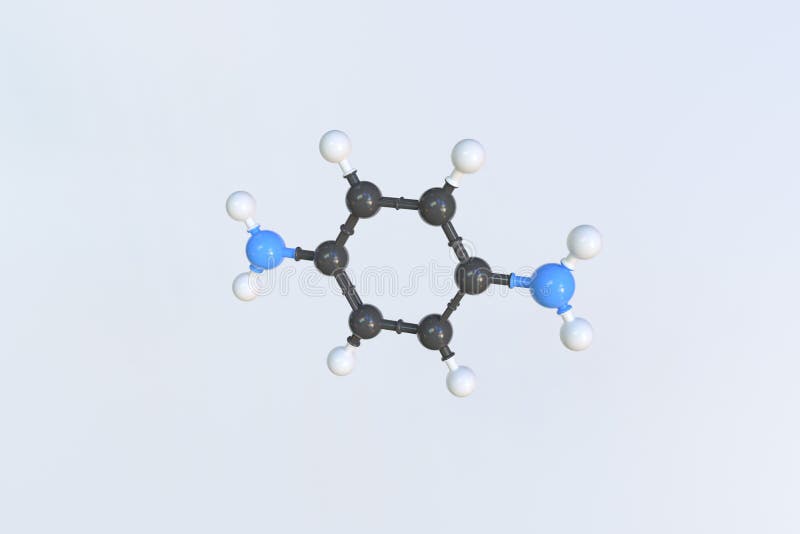 P-phenylenediamine Molecule Made with Balls, Isolated Molecular Model ...