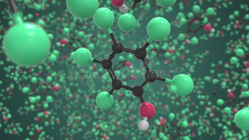 Pentachlorophenol Molecule, Isolated Molecular Model. Looping 3D ...