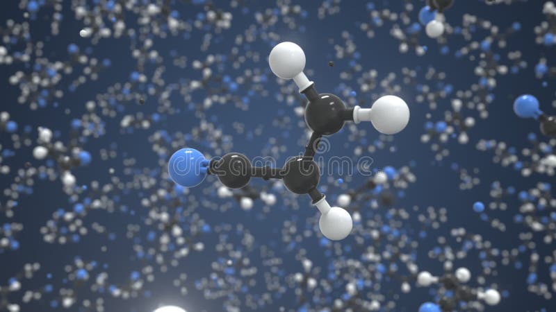 Polyacrylonitrile Molecule, Isolated Molecular Model. Looping 3D ...