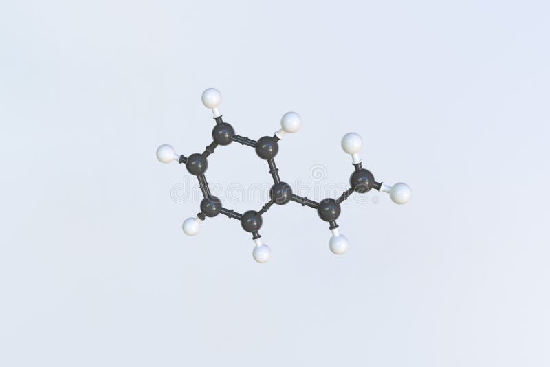 Styrene Molecule Made with Balls, Isolated Molecular Model. 3D ...