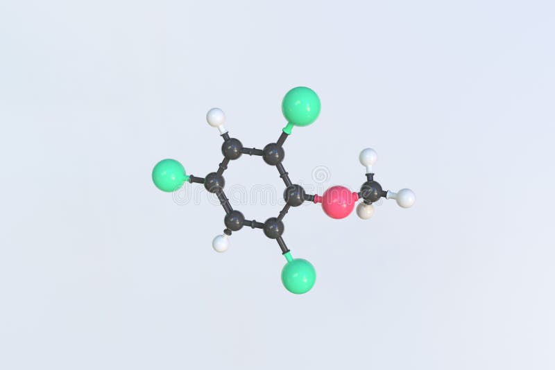 2,4,6-trichloroanisole Molecule, Isolated Molecular Model. 3D Rendering ...