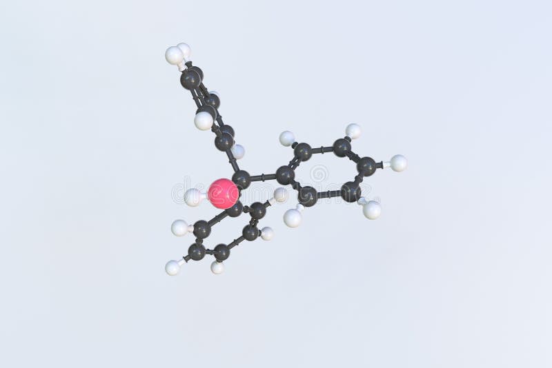 Triphenylmethanol Molecule Made with Balls, Isolated Molecular Model ...