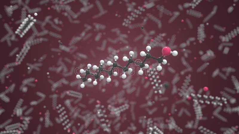 Undecanol Molecule, Isolated Molecular Model. Looping 3D Animation or ...