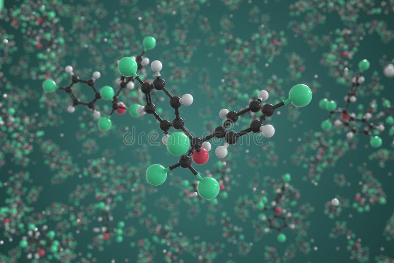 Dicofol Molecule, Ball-and-stick Molecular Model. Chemical 3d Rendering ...