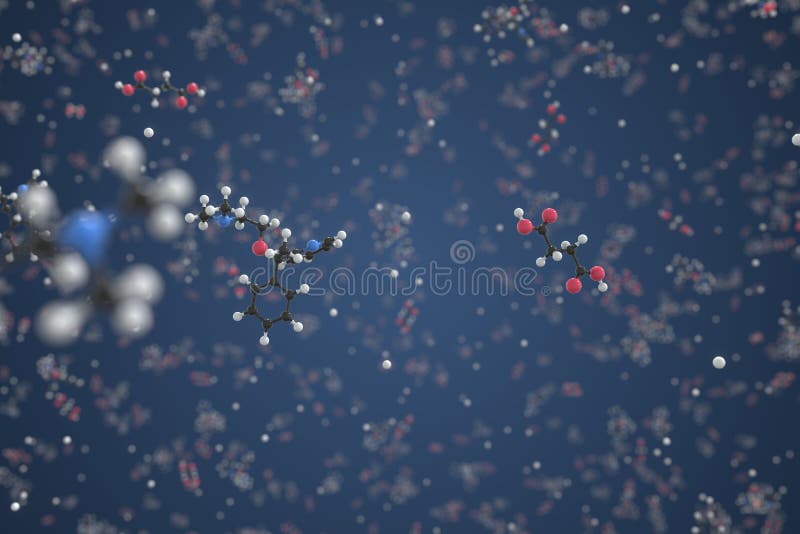 Doxylamine Succinate Molecule Made with Balls, Conceptual Molecular ...