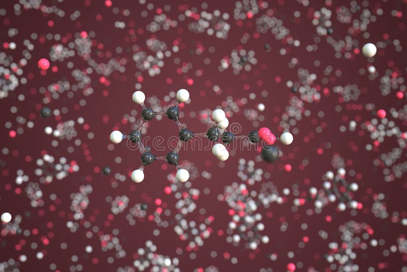 Hydrocinnamic Acid Molecule, Isolated Molecular Model. 3D Rendering ...