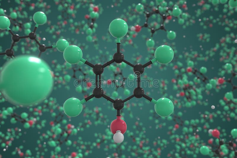 Pentachlorophenol Molecular Structure Isolated on White Stock ...