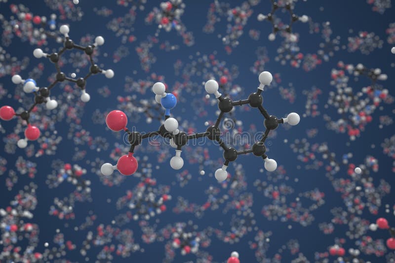 Phenylalanine Molecule 3D Illustration. Stock Illustration ...
