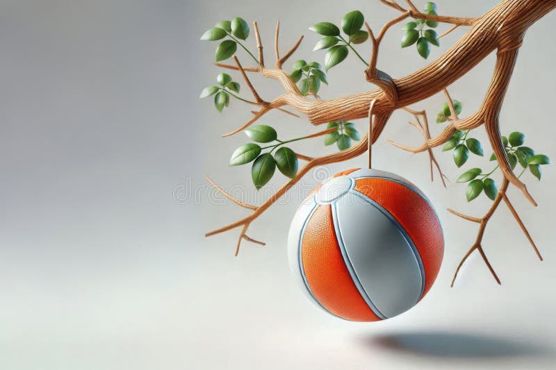 A Ball Stuck on a Tree Branch. Space for Text. Stock Photo - Image of ...