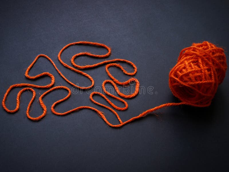 A Ball of Thread and Brain of Thread. Psychology Concept. Stock Photo ...