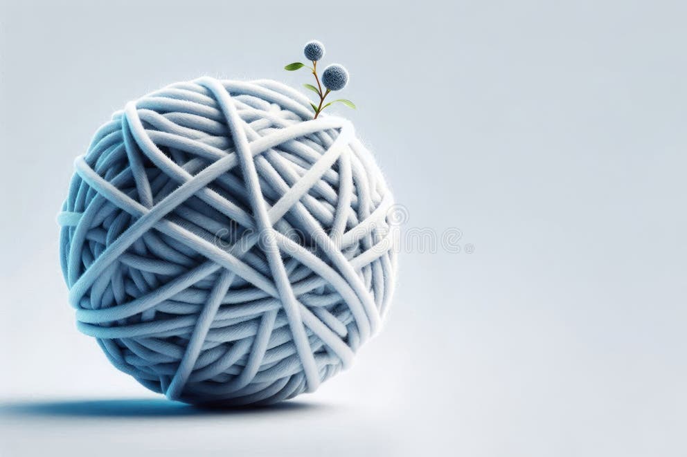 A Ball of Thread with a Growing Flower. Space for Text. Stock Photo ...