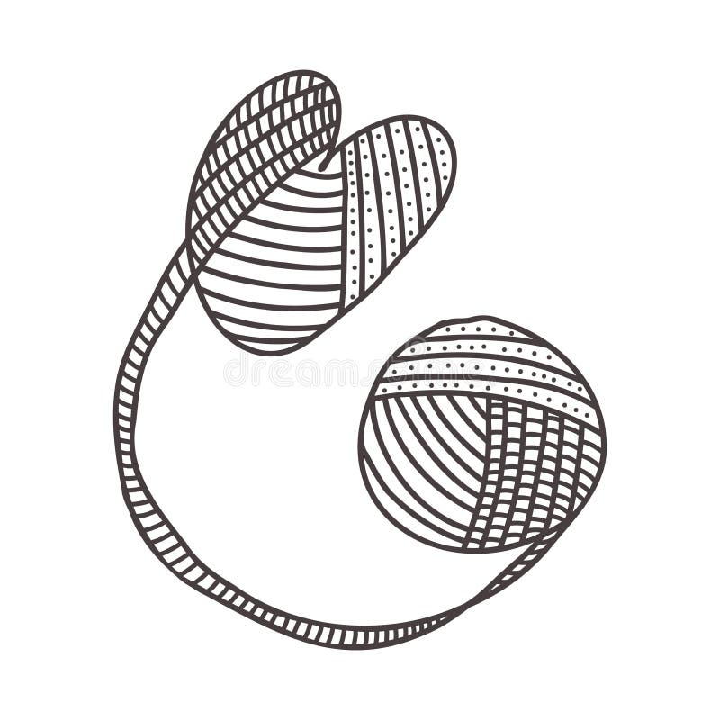 A Ball of Thread with a Knitted Heart. Vector Illustration. Stock ...