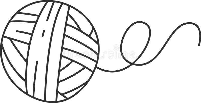 Ball of Thread Icon. Black and White Sketch Vector Illustration. Stock ...