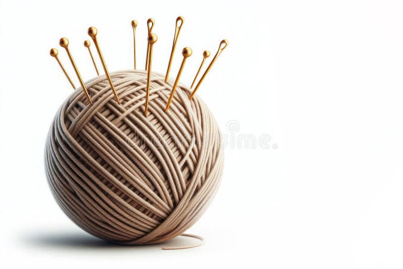 A Ball of Thread with Needles Stuck in. Space for Text. Stock Photo ...