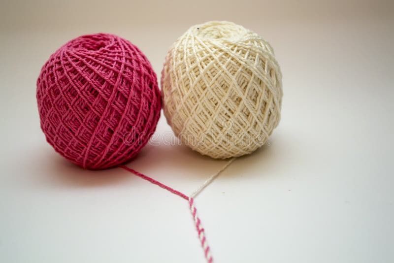 Ball of Thread in Two Colors. Red and White Stock Image - Image of ball ...